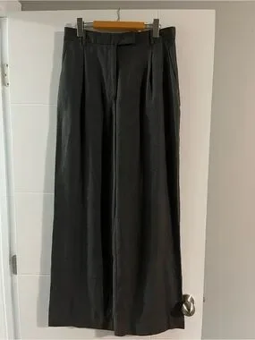 Zara | Pants & Jumpsuits | Zara Womens Wideleg Pleated Dark Grey Dress ...